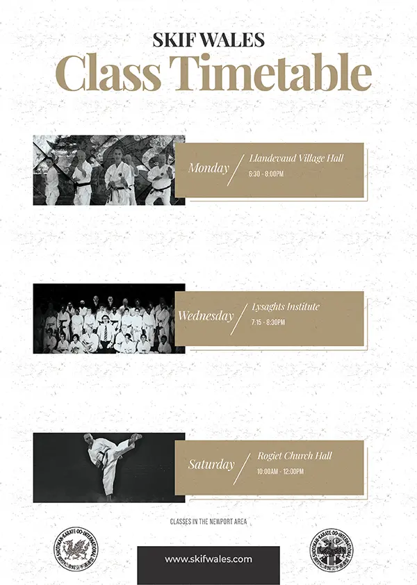 Karate Class Timetable :: SKIF Wales
